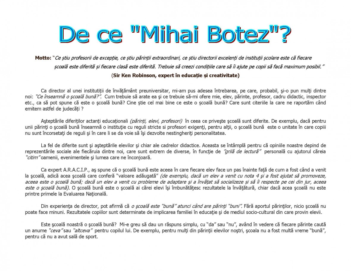 DESPRE NOI – Scoala Mihai Botez Nr.87